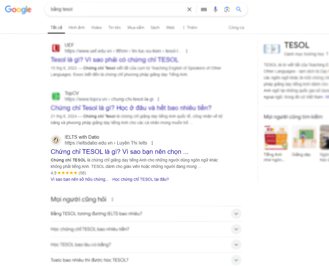 Dự án SEO từ khóa trung tâm anh ngữ IELTS with DATIO