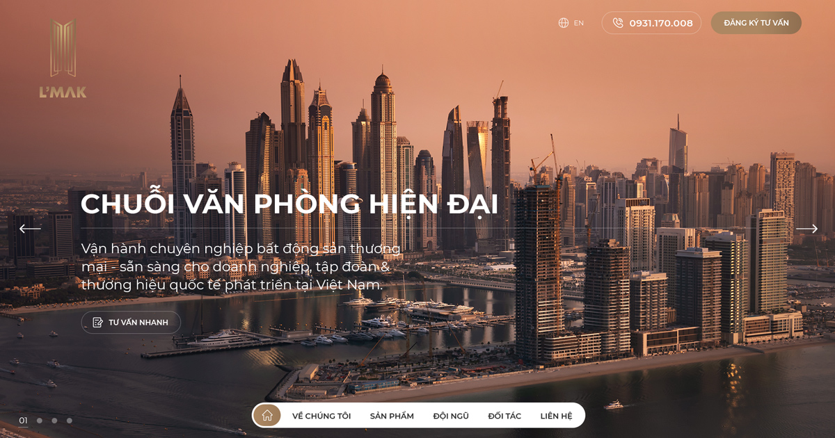 Landing page L'Mak - Khai thác bất động sản thương mại